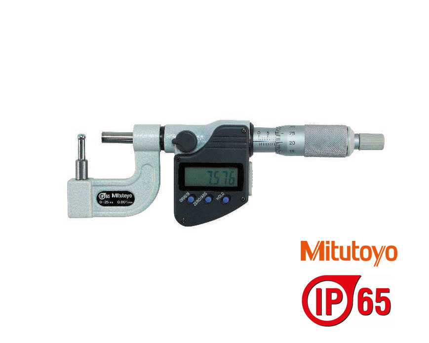 MITUTOYO Digital Tube Micrometer 0-25mm, IP65,Spherical Anvil Flat ...